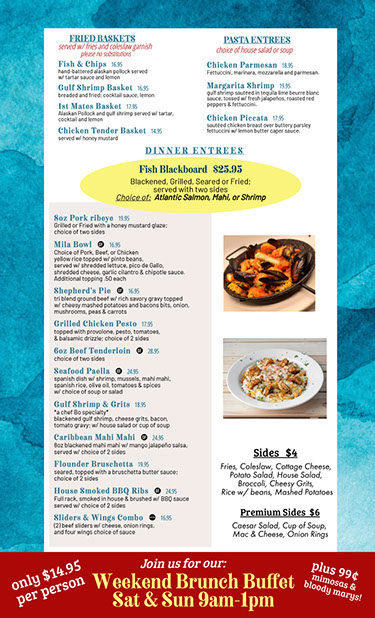 Menu | Mila's on the Manatee